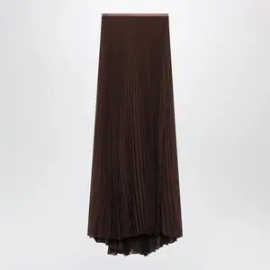 Valentino Garavani Pleated Silk Maxi Skirt - Brown