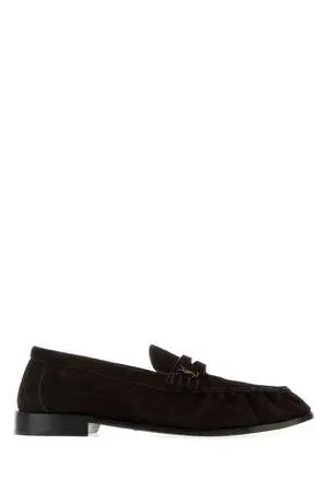 Saint Laurent Dark Suede Loafers - Brown