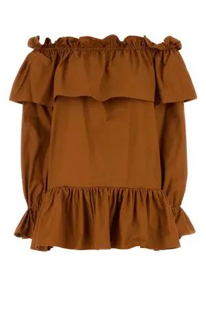 Saint Laurent Caramel Twill Mini Dress - Brown