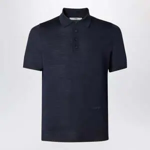 Fendi Navy Wool Polo Shirt - Blue