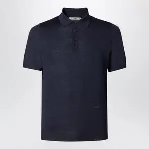 Fendi Navy Wool Polo Shirt - Blue