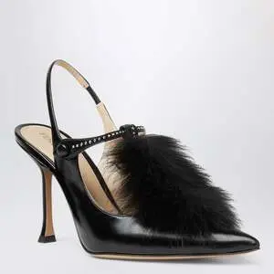 Fendi Noir Leather Slingbacks