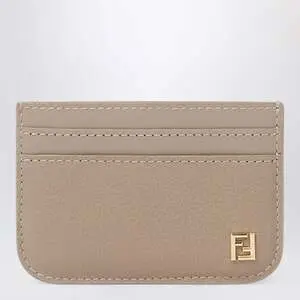 Fendi Taupe Leather Ff Card Case - Cream