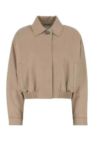 Fendi Cappuccino Leather Jacket - Brown