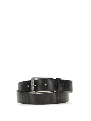 Brunello Cucinelli Carved Leather Belt With Shimmering Buckle - Black