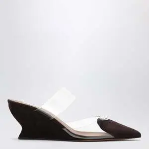 Alaïa ALAIA Heart 60 Leather Wedge Mules Brown
