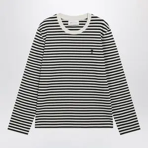 AMI Paris Striped De Coeur Sweater - Black