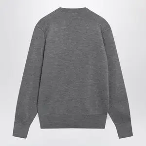 AMI Paris De Coeur Wool Cardigan - Gray