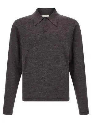 LEMAIRE Lemaire Men Mouliné Wool Polo Shirt Brown