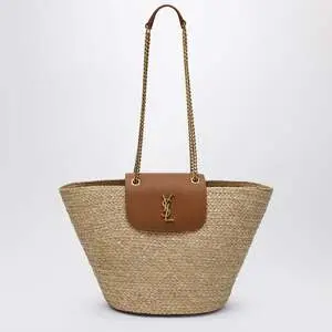 Saint Laurent Manon Raffia Basket Bag - Cream