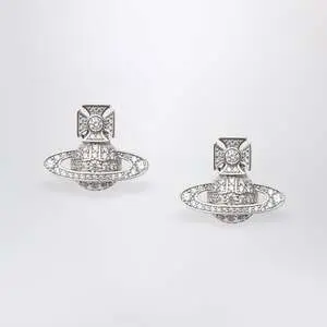VIVIENNE WESTWOOD Platinum-tone Metal Orb Earrings With Crystals - Silver