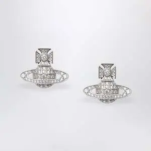 VIVIENNE WESTWOOD Platinum-tone Metal Orb Earrings With Crystals - Silver