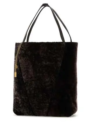 Chloé Dark Shearling Large Ã¨ Spin Shopping Bag