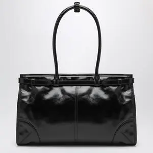 Prada Large Bonnie Top-handle Bag In Calf Leather - Black