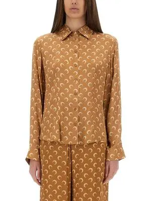 MARINE SERRE Moon Satin Shirt - Cream