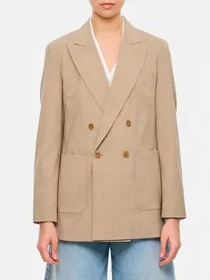 Max Mara Wool Blend Double-breasted Blazer - Cream