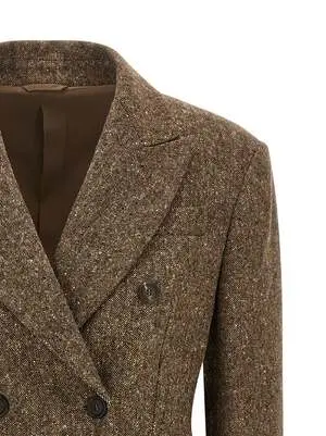 Brunello Cucinelli Donegal Wool Double-breasted Blazer