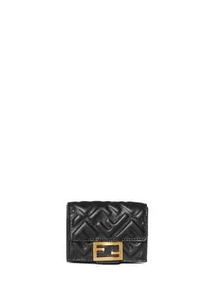 Fendi Micro Trifold Wallet In Ff Leather - Multicolor