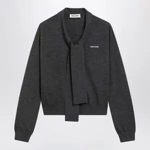 Miu Miu Virgin Wool Cardigan - Gray