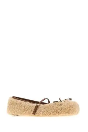Gucci Beige Shearling Ballerinas
