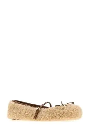 Gucci Shearling Ballerinas - Brown