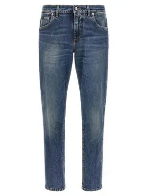 Dolce & Gabbana Logo Plaque Jeans - Blue