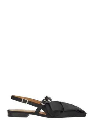 GANNI Satin Ballerina - Black