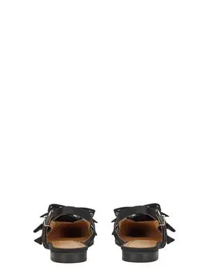 GANNI Satin Ballerina Flats - Black