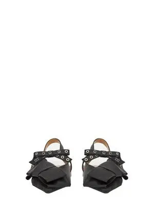 GANNI Satin Ballerina Flats - Black