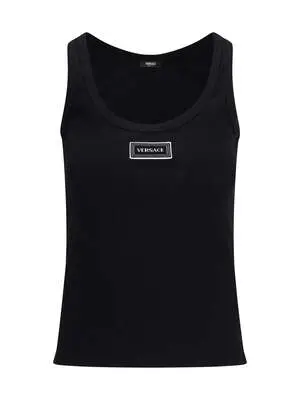 Versace Cotton Rib Stretch Tank Top - Black