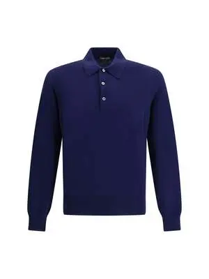 TOM FORD Tom Ford Men Long-Sleeved Polo Blue