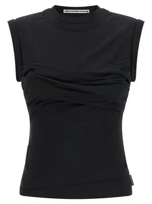 Alexander Wang Twisted Bust Layered Tank Top - Black