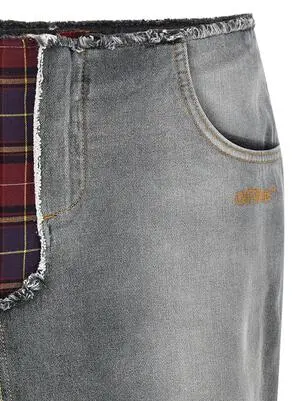 Off-White Patchwork Skirt - Multicolor
