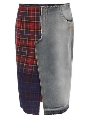 Off-White Patchwork Midi Skirt - Multicolor