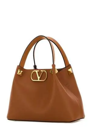 Valentino Garavani Carmel Leather Vlogo Signature Handbag - Brown