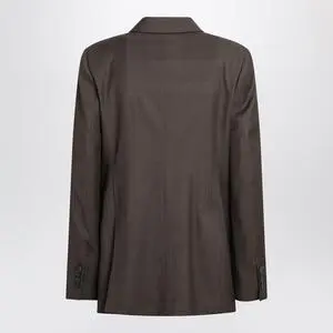 Max Mara Leather Double-breasted Wool Jacket - Brown
