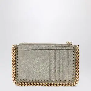 Stella McCartney Falabella Card Holder In Metallic Pyrite - Silver