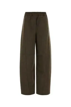 GANNI Mud Wool Wide-leg Pant - Brown