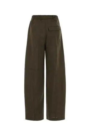 GANNI Mud Wool Wide-leg Pant - Brown