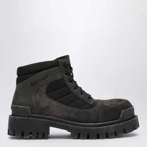 Balenciaga Combat Strike Low Lace-up Suede Boots /black - Brown