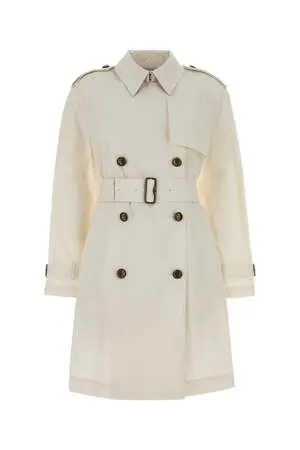 Burberry Ivory Cotton Belgravia Trench Coat - White