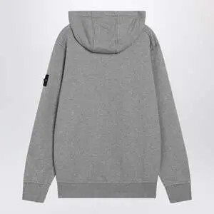 Stone Island Grey Melange Cotton Hoodie