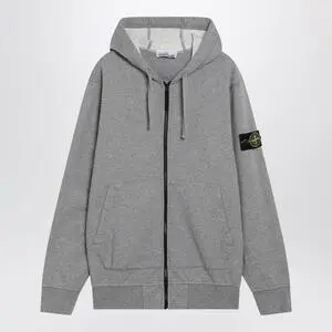 Stone Island Grey Melange Cotton Hoodie - Gray