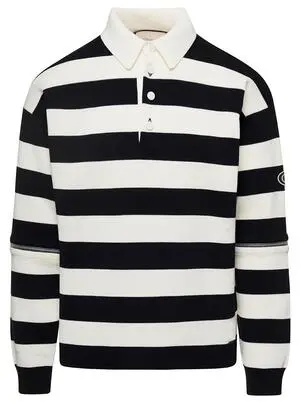 Gucci Striped Black And White Knit Polo With Detachable Sleeves In Cotton - Multicolor