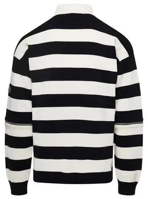 Gucci Striped Black And White Knit Polo With Detachable Sleeves In Cotton - Multicolor