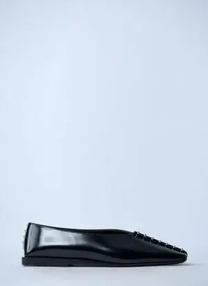 JIL SANDER Leather Ballerina Flats - Black