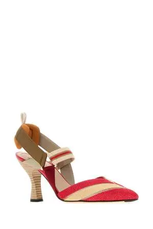 Fendi Embroidered Raffia Colibrã¬ Pumps