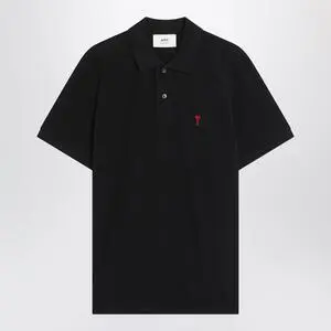 AMI Paris De Coeur Polo Shirt - Black