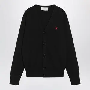 AMI Paris De Coeur Wool Cardigan - Black
