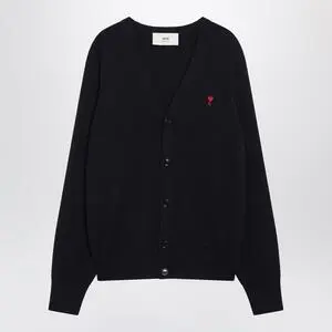 AMI Paris Navy De Coeur Cardigan - Blue